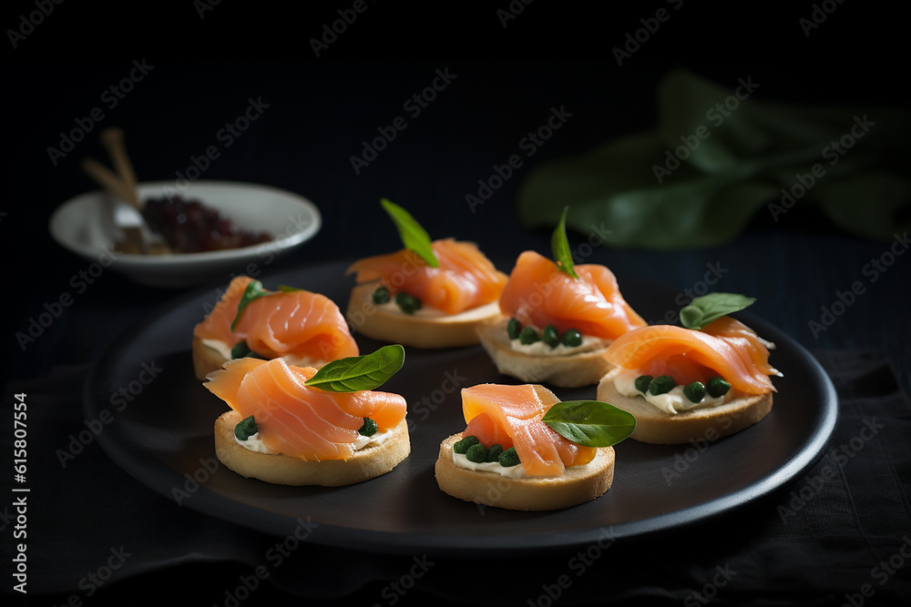 Smoked Salmon Canapés, High Protein Low Fat Recipe generative AI ...