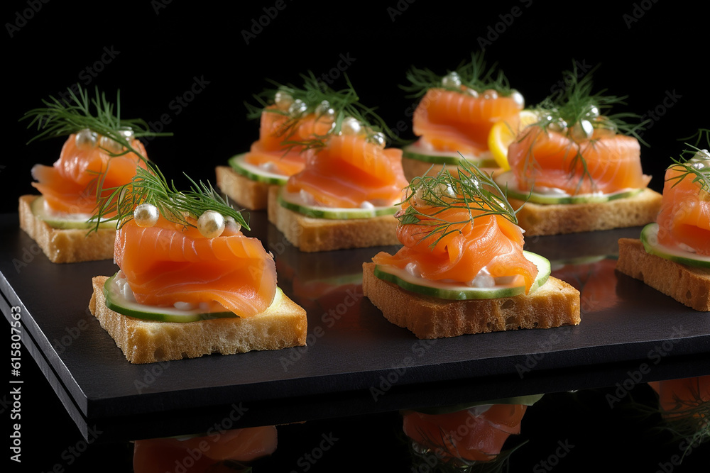 Smoked Salmon Canapés, High Protein Low Fat Recipe generative AI ...