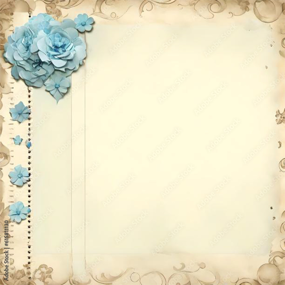 Scrapbook background with the blue color decoration, aged paper Stock ...