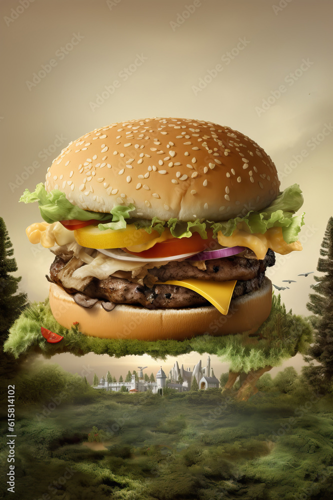 Joyful village, Giant, Enormous, Cheeseburger, Burger, Hamburger ...