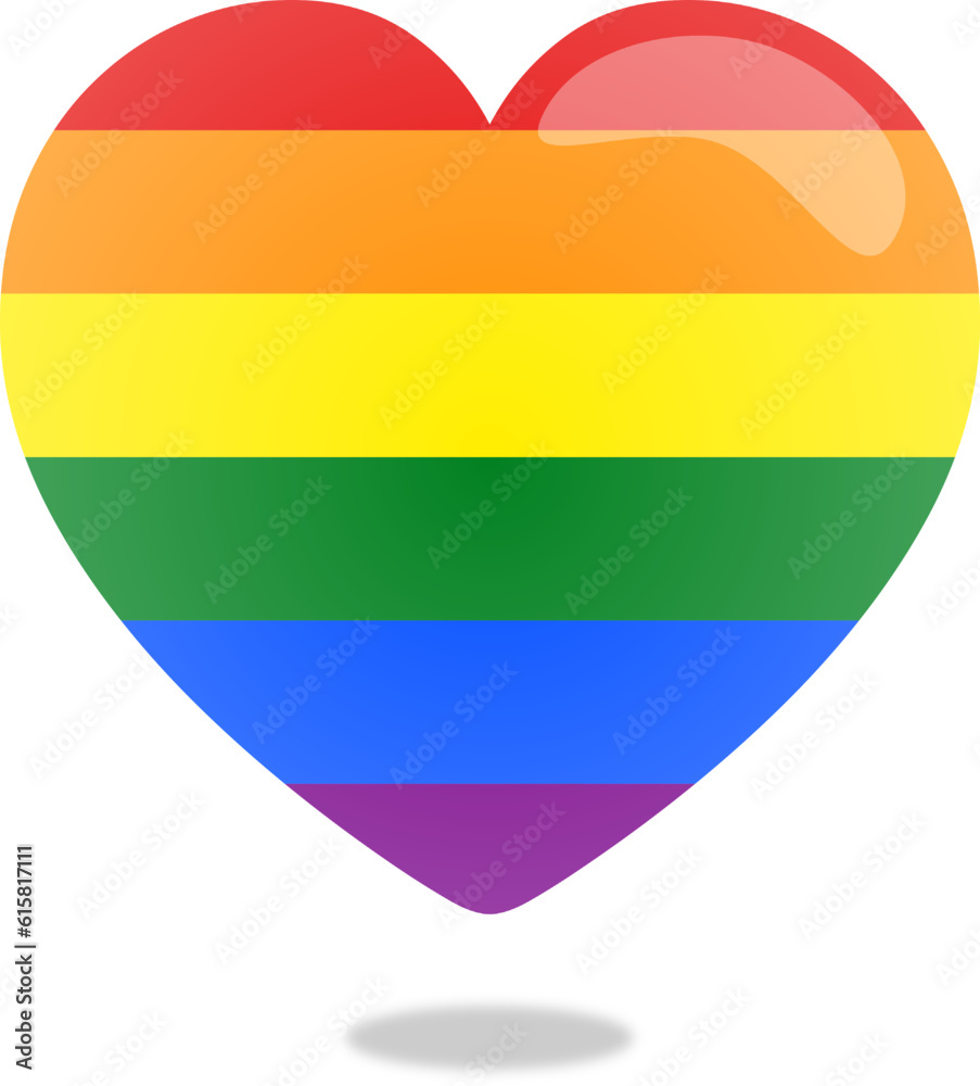 rainbow heart with flag of pride symbol. Lgbt heart icon sticker emoji ...