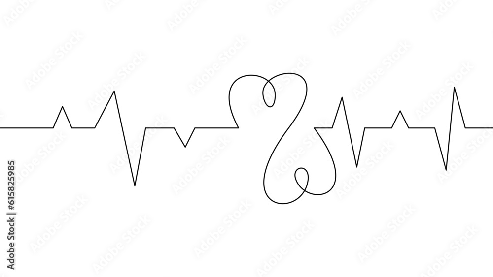 heart heartbeat graphic illustration in continuous line art style. used ...