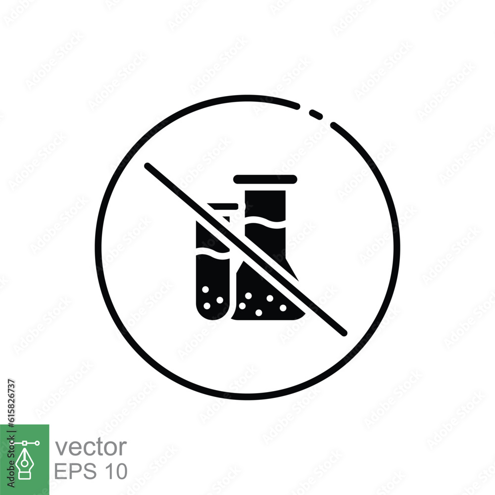 Free chemical risk icon. Simple solid style. Non additives ...