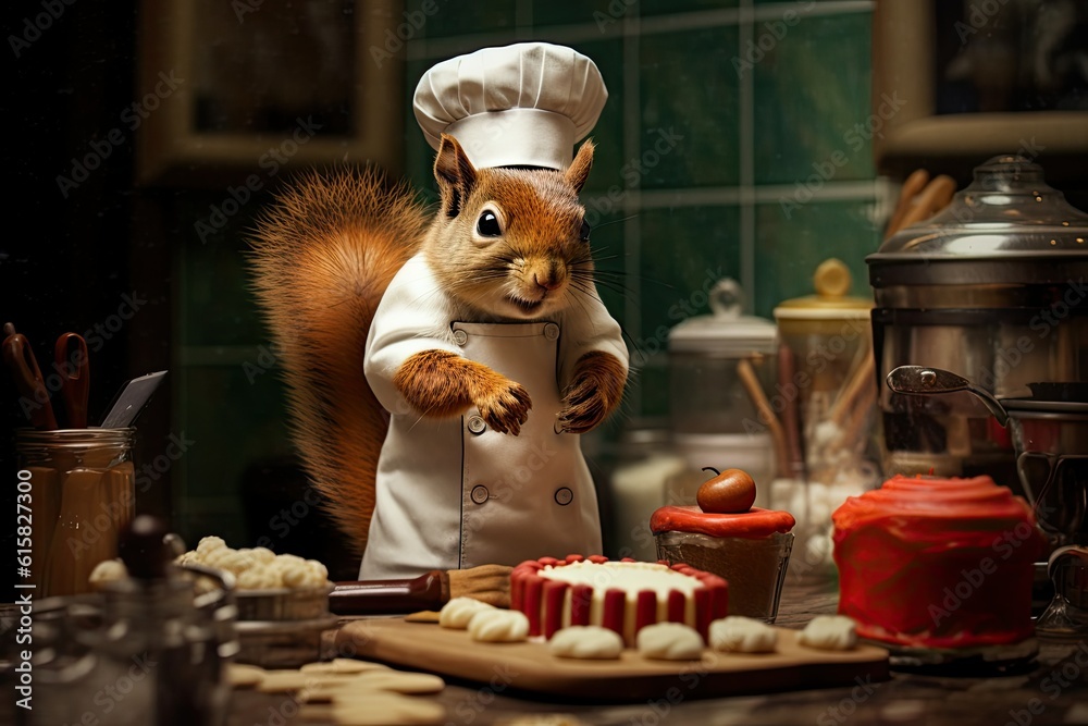 squirrel as a pastry chef, fantasy illustration, generated with ai ...