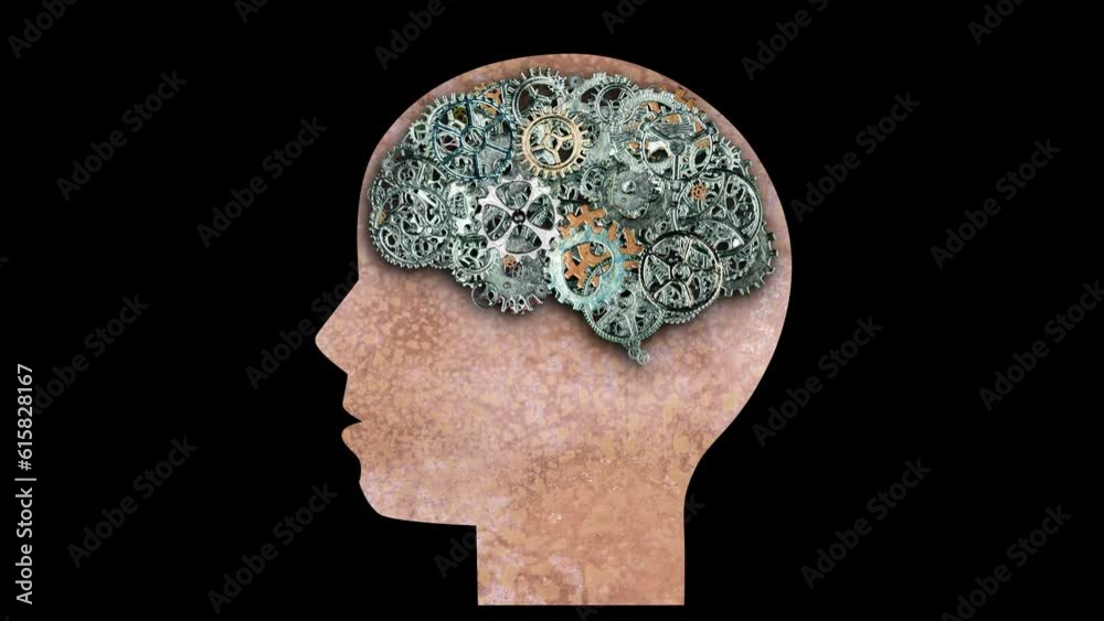 Brain cogs gears alpha. Thinking. Intelligent man mechanism rust ...