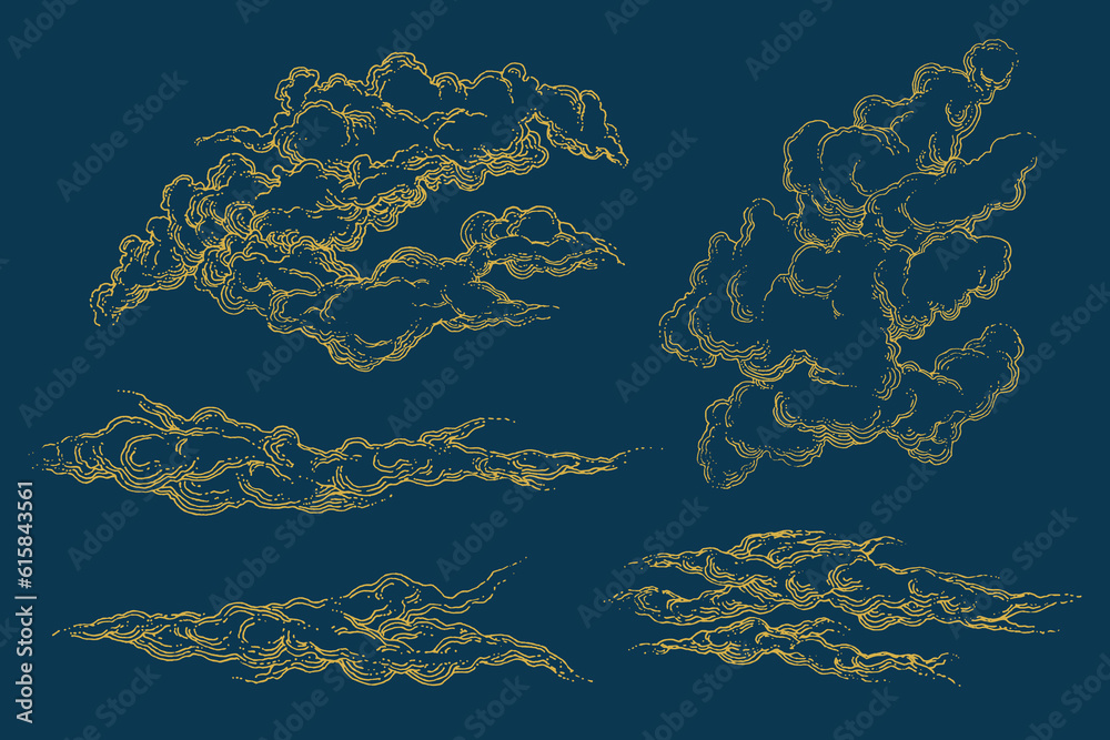 Hand drawn clouds illustration, tattoo design, sky illustration, line ...