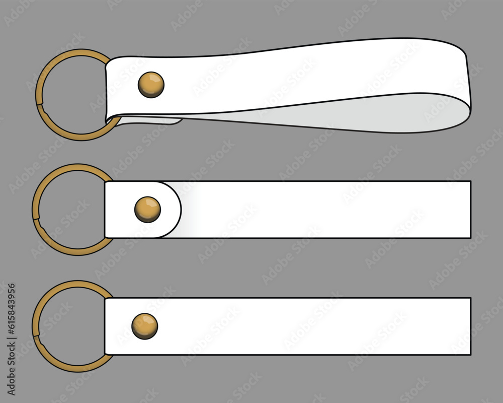 Blank white fabric keychain for template on gray background, vector ...