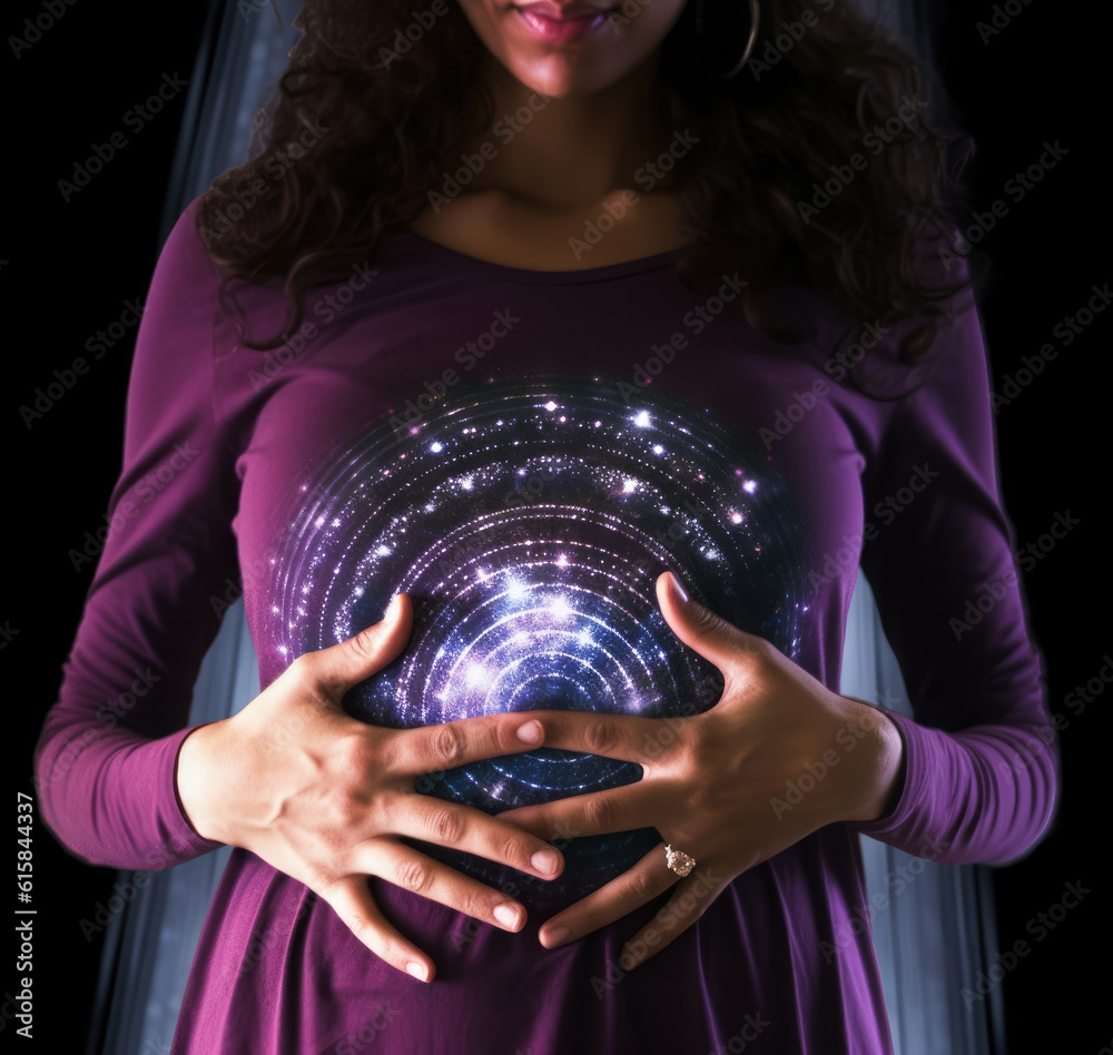 The Human Genesis. A woman holds the power of generation between her ...