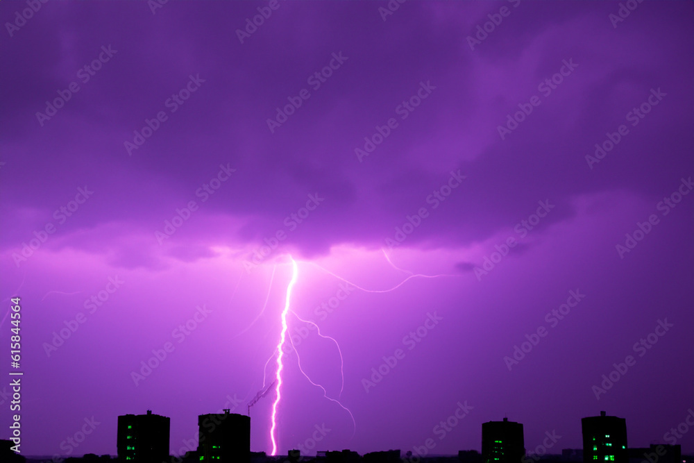 Ray. Lightning storm. Lightning bolt storm. Fork lightning striking ...