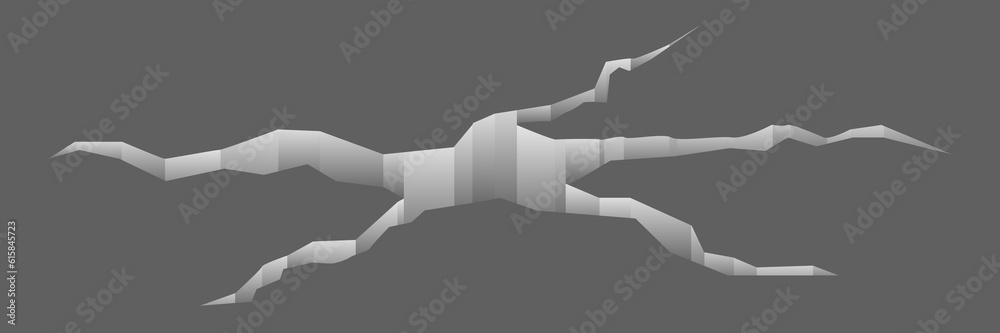 3D crack in ground vector illustration. Earth hole and slit on white ...