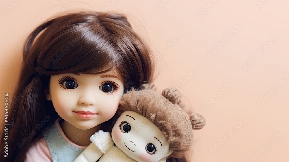 Cute teddy type doll for kids with copy space for text, birthday wishes ...