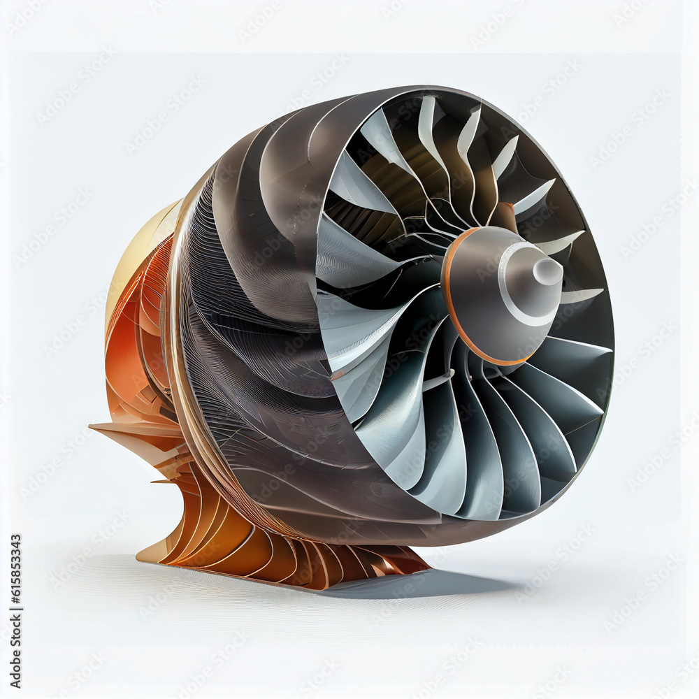 ภาพประกอบสต็อก Front view of a jet turbine, integral to aviation ...