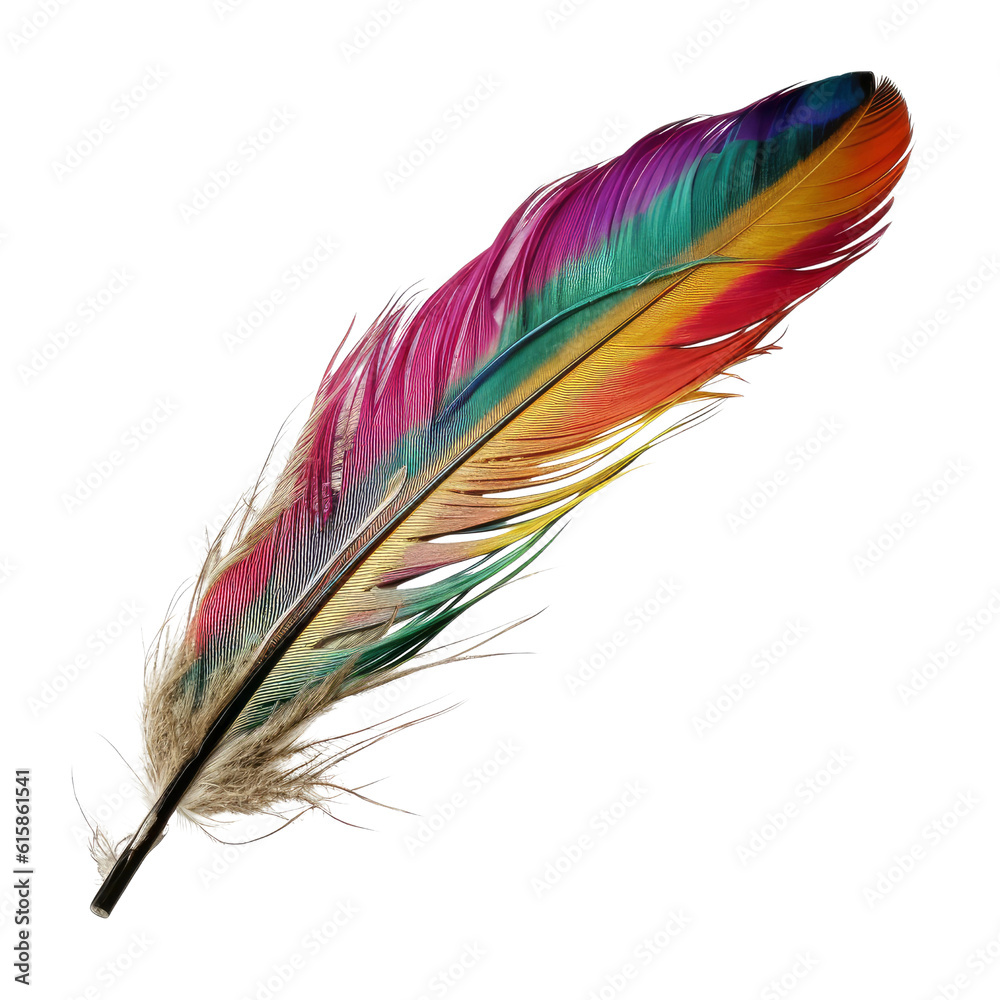 colorful feathers isolated on transparent background cutout Stock Photo ...