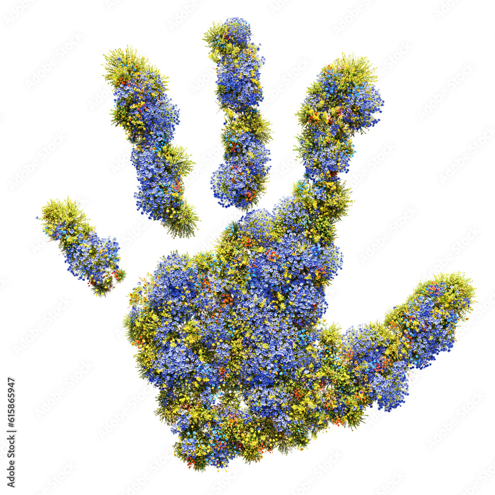 Handprint leaf and flower shape, Concept of ecology environmentally ...