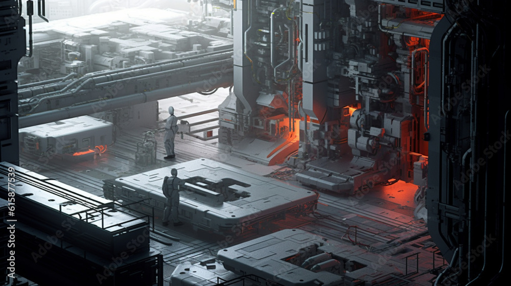 Factory Manufacturing Futuristic 3D Sci fi Science Fiction Industrial ...