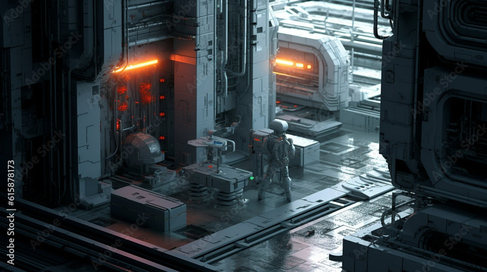 Factory Manufacturing Futuristic 3D Sci fi Science Fiction Industrial ...