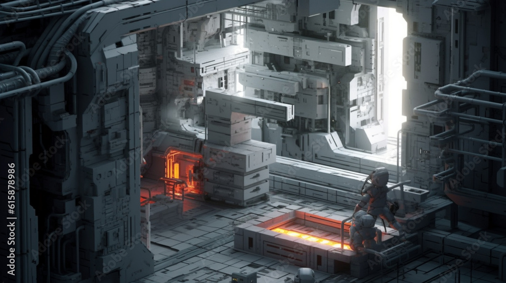 Factory Manufacturing Futuristic 3D Sci fi Science Fiction Industrial ...