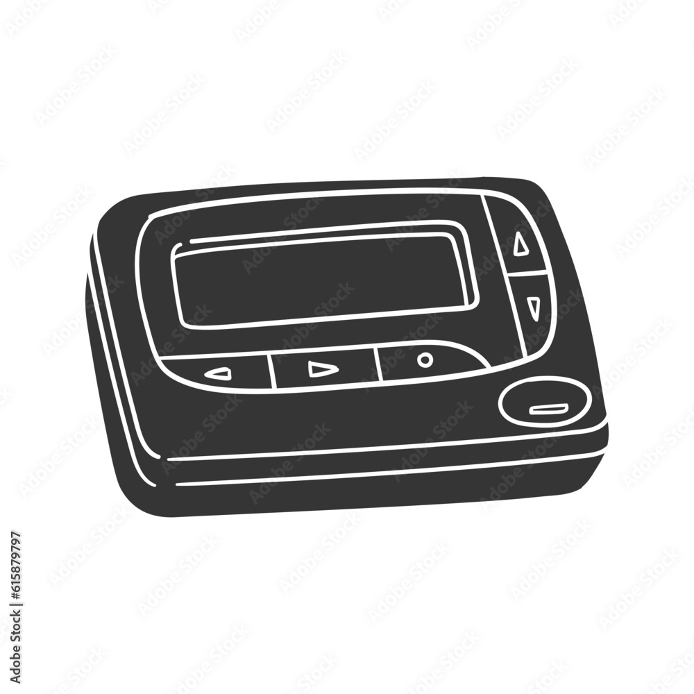 Vektorová grafika „Beeper Icon Silhouette Illustration. Retro ...