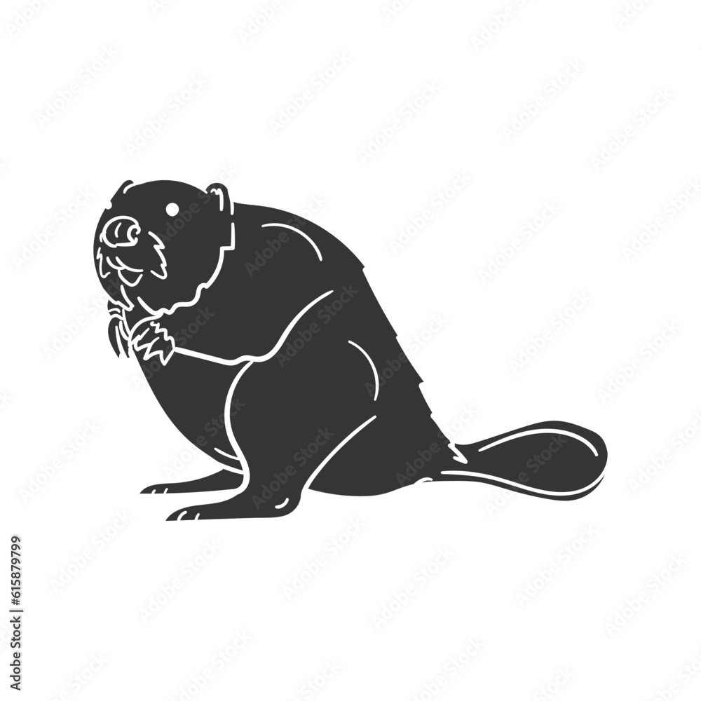 Vecteur Stock Beaver Animal Icon Silhouette Illustration. River Castor ...