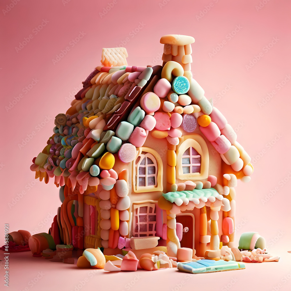 Step into a whimsical world with this vibrant candy house, bursting ...