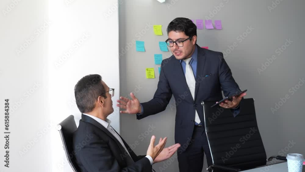 Angry boss arguing with employee, frustrated businessman scolding a ...