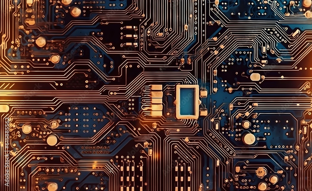 Realistic Circuit Board Sharp Details. Cyberspace Design. AI Machine ...