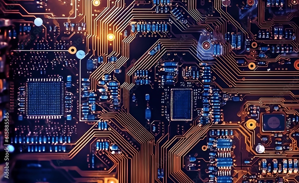 Realistic Circuit Board Sharp Details. Cyberspace Design. AI Machine ...