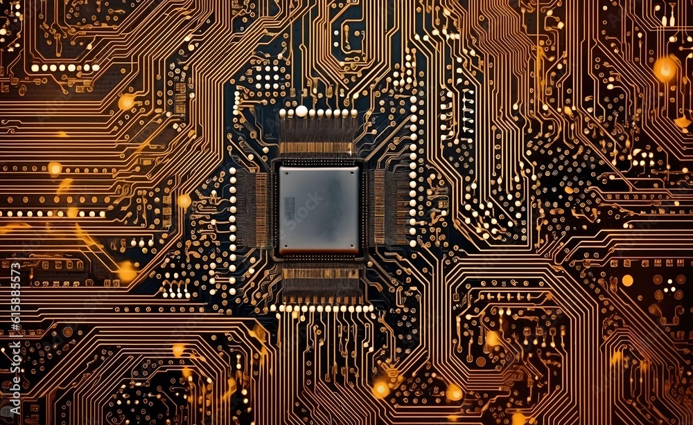 Realistic Circuit Board Sharp Details. Cyberspace Design. AI Machine ...
