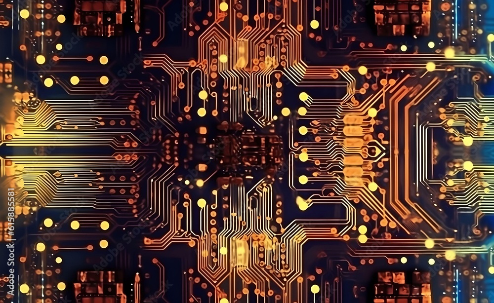 Realistic Circuit Board Sharp Details. Cyberspace Design. AI Machine ...