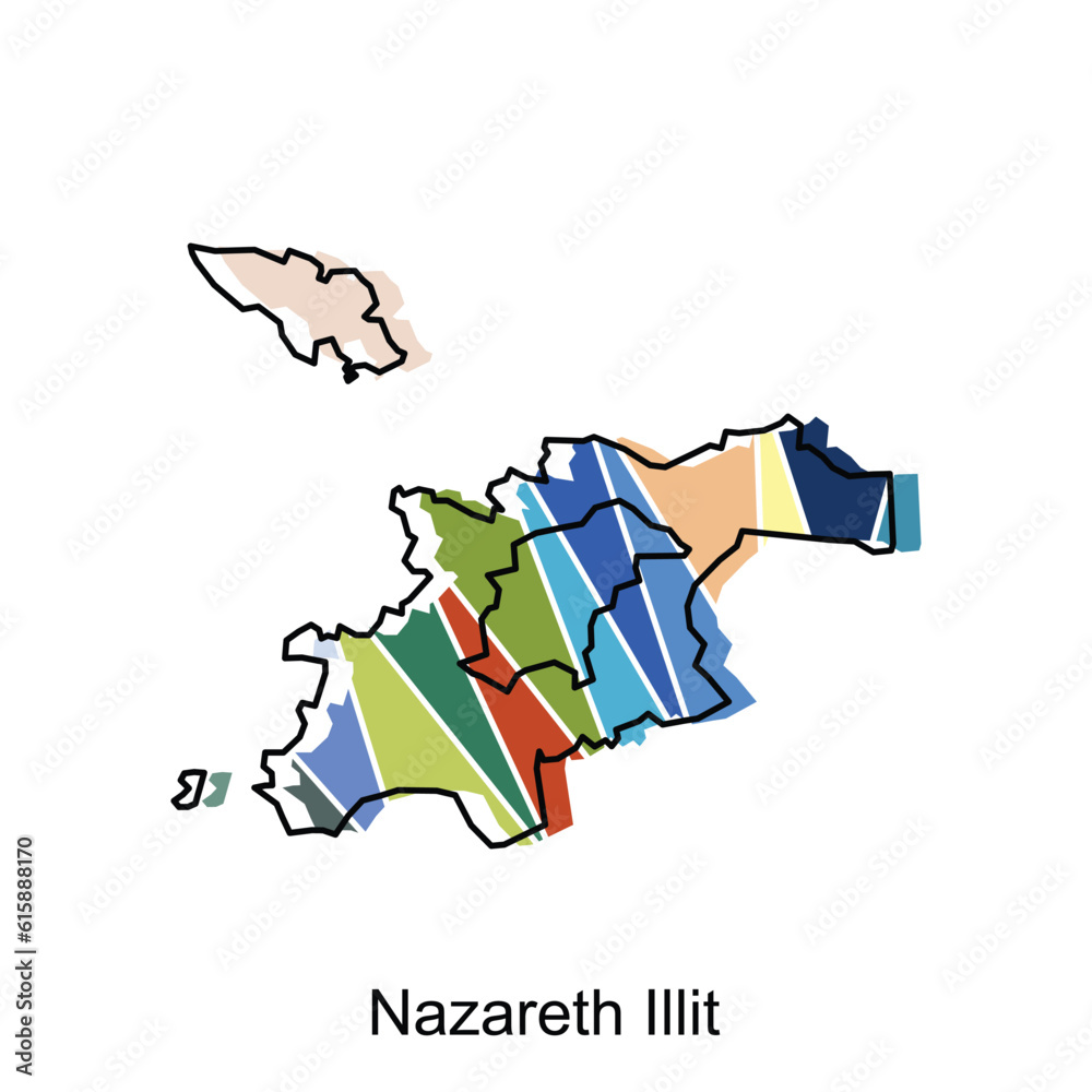 vector file map of Nazareth Illit, Outline Map of Israel country Vector ...