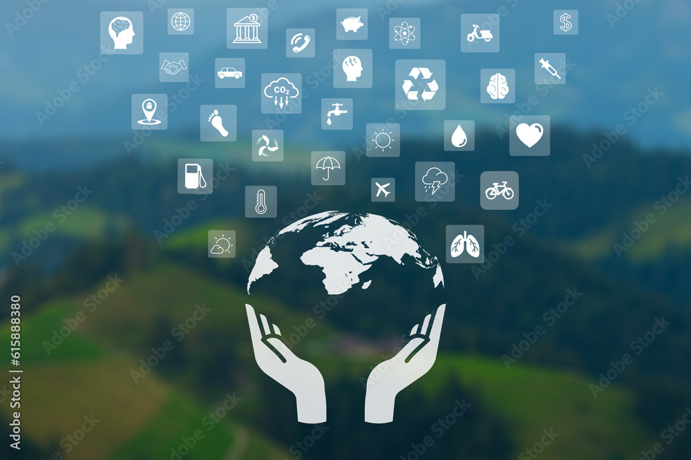 Net zero and carbon neutral concept. Greenhouse gas emissions target ...