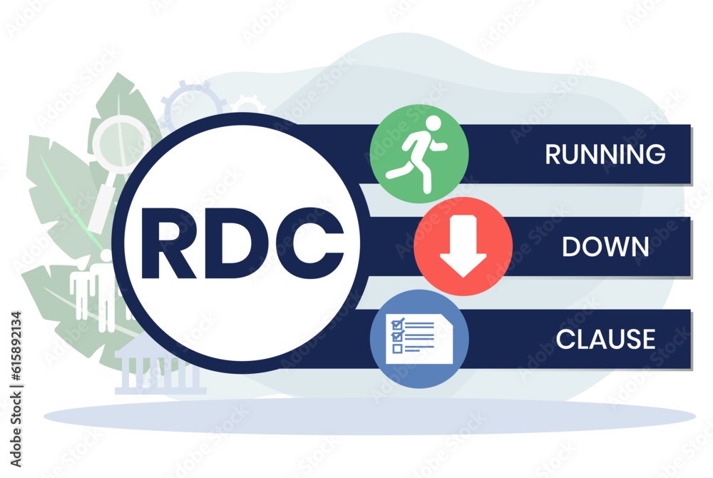RDC - Running Down Clause acronym. business concept background. vector ...