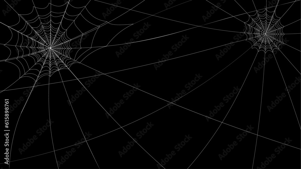 Big white spider web for halloween on black background. Black and white ...