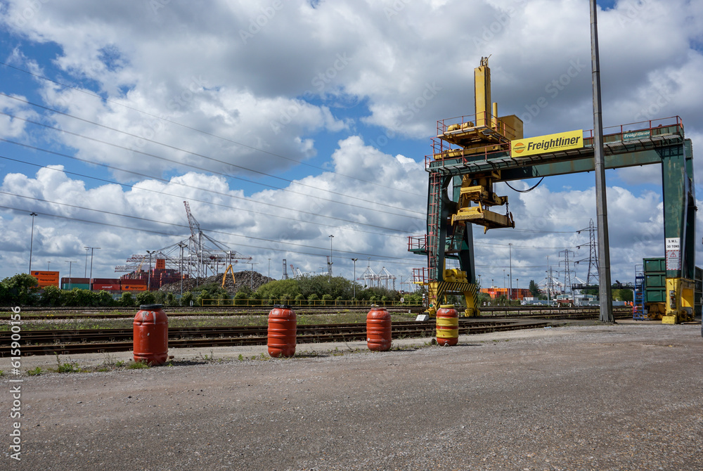 Southampton England 25 May 2021 - Freightliner cargo loader in port of ...