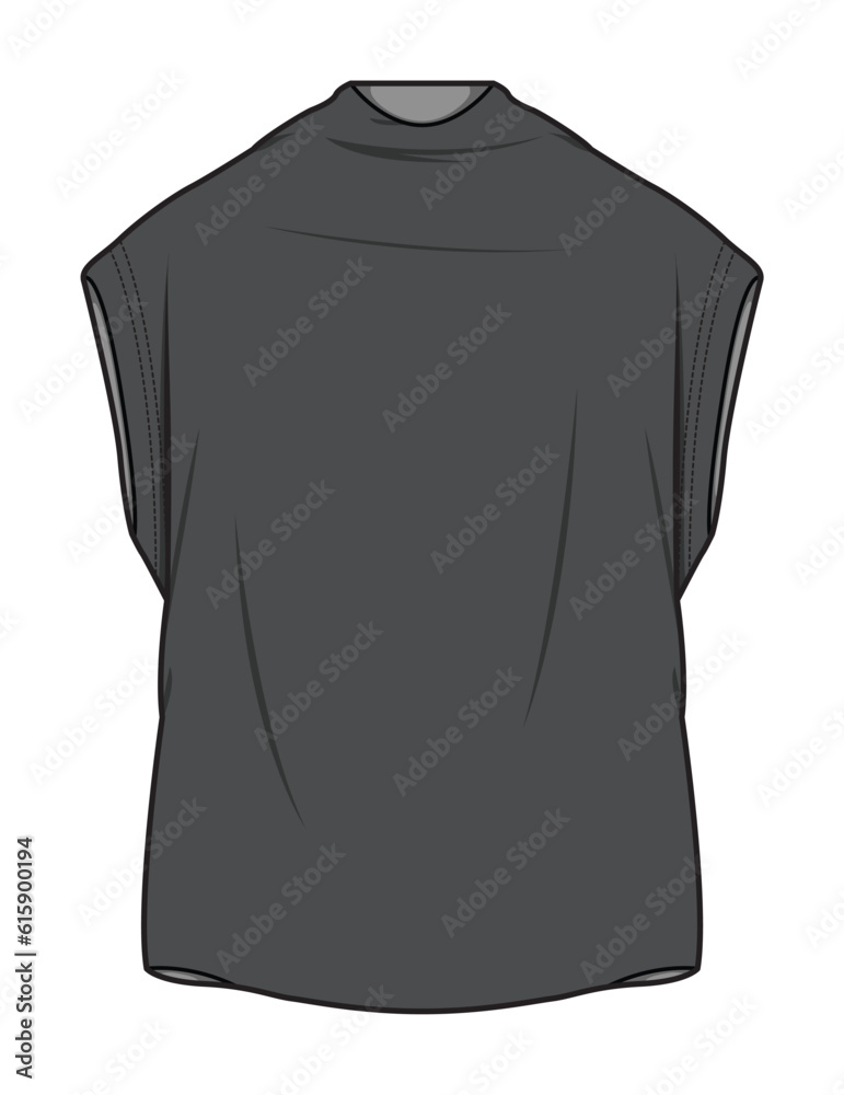 High Turtle Neck Top Fashion Flat Sketch Vector Illustration, CAD ...