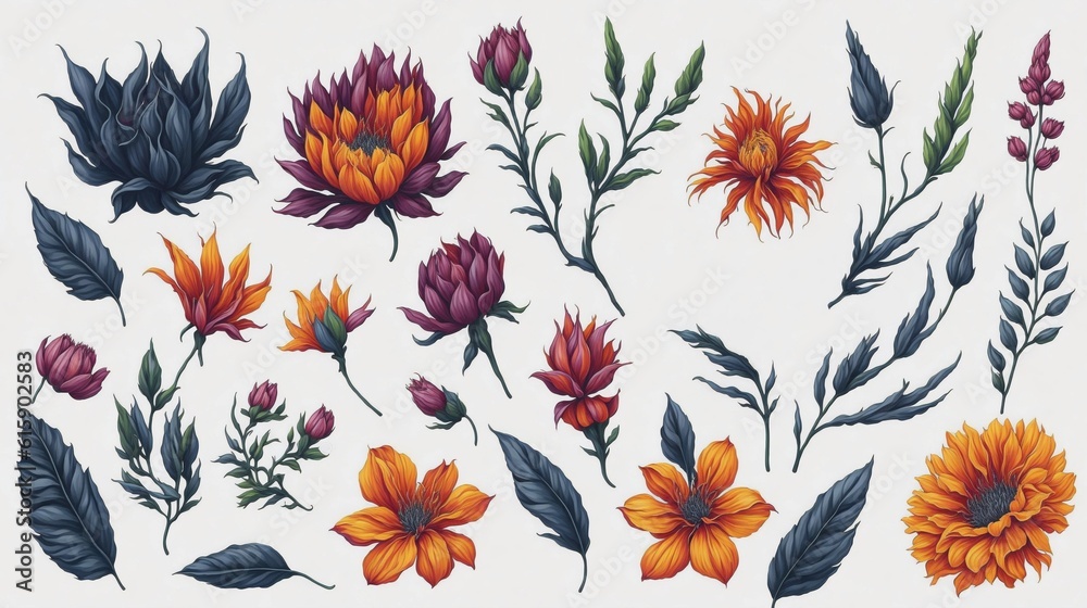 Watercolor Floral Clipart, Colorful Flowers Clipart, Watercolor Clipart ...