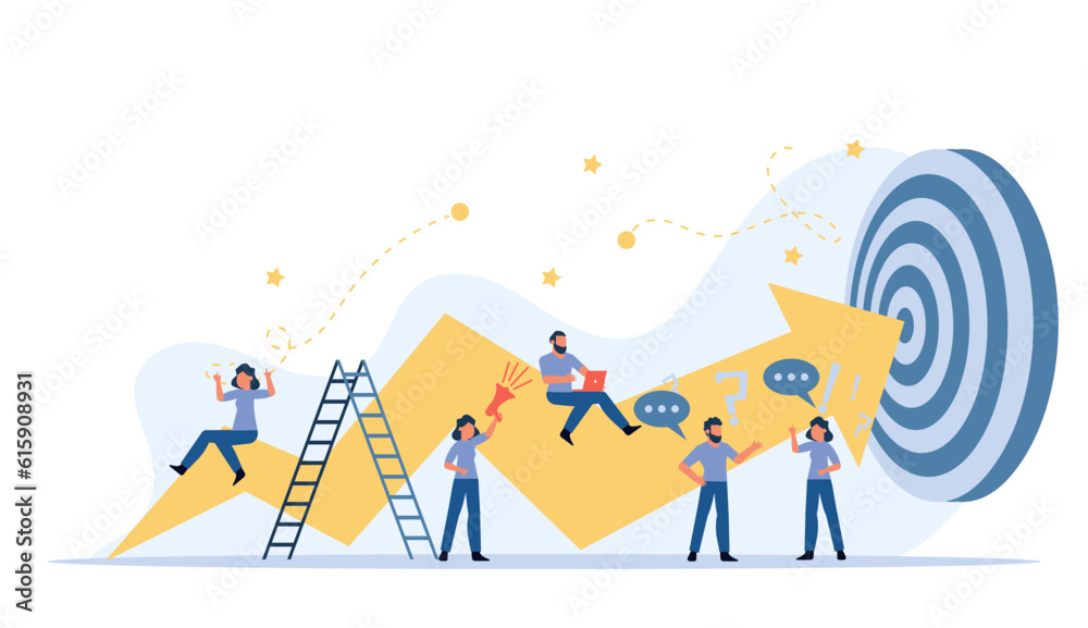 Business progress man and woman vector success challenge employee ...