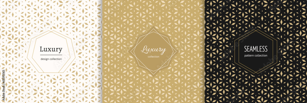 Vector golden geometric seamless patterns with modern minimal labels ...