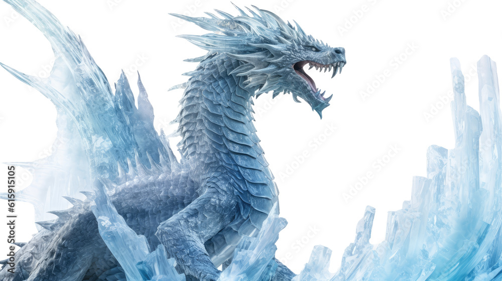 Glacial ice dragon isolated on white background as transparent PNG ...