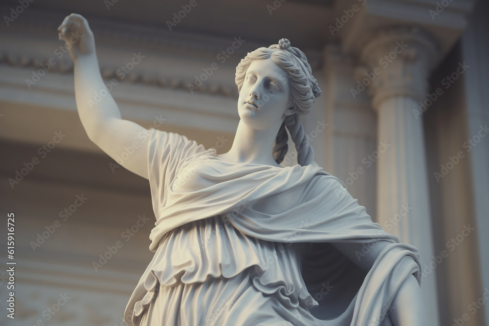 Majestic marble statue of an ancient Greek goddess, creae-ted with AI ...