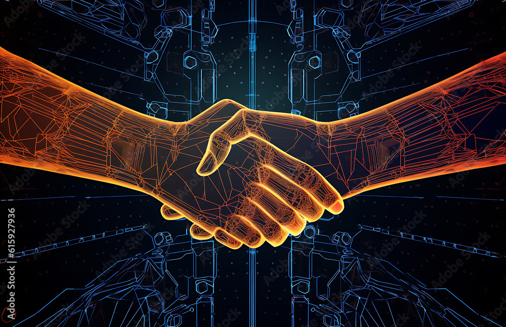 Technical Handshake - generative AI Stock Illustration | Adobe Stock
