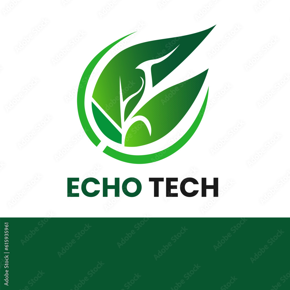 Echo Technology logo. Simple Logo Echo Technologi. Sustainable leaf ...