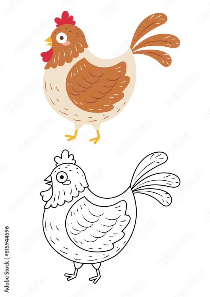 Chicken cute vector illustration cartoon isolated on white background ...