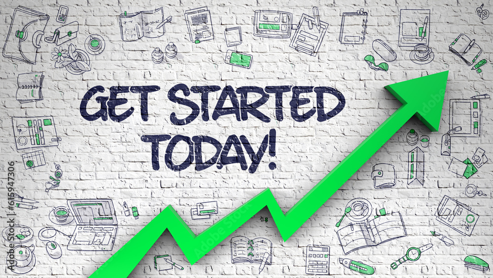 Get Started Today - Modern Style Illustration with Hand Drawn Elements ...