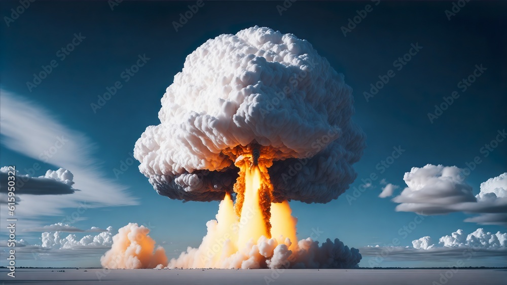 Nuclear explosion of an atomic bomb in a desert. Created with ...