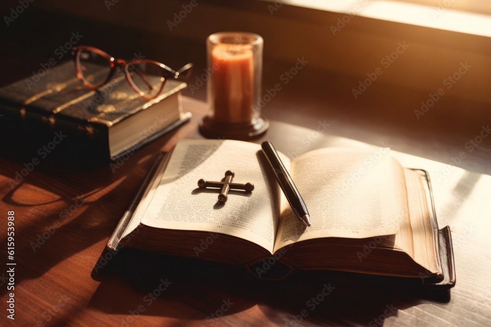 Holy Bible and Christian cross. Symbol of Humility, Supplication ...