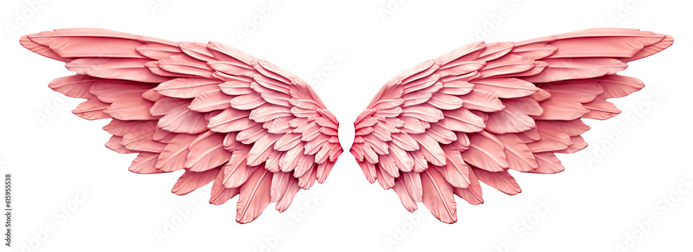 Pink wings isolated on transparent background - Generative AI Stock ...