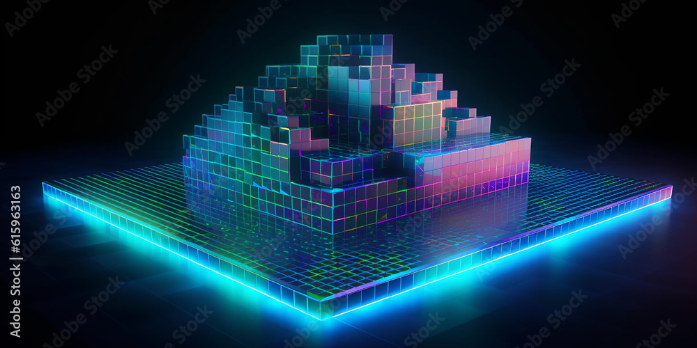 beautiful 3D hologram on a dark background. Generative AI Stock ...