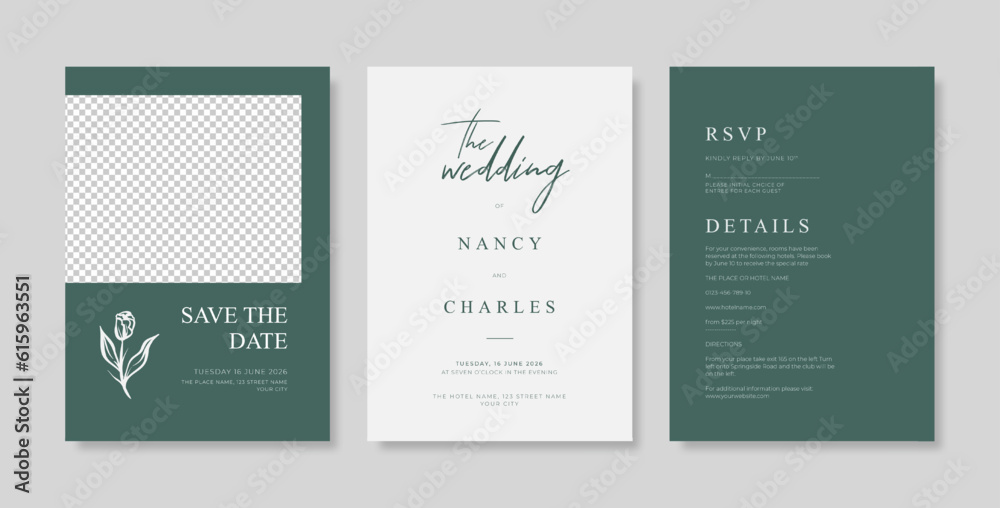 Simple and minimalist wedding card template. trendy modern wedding ...