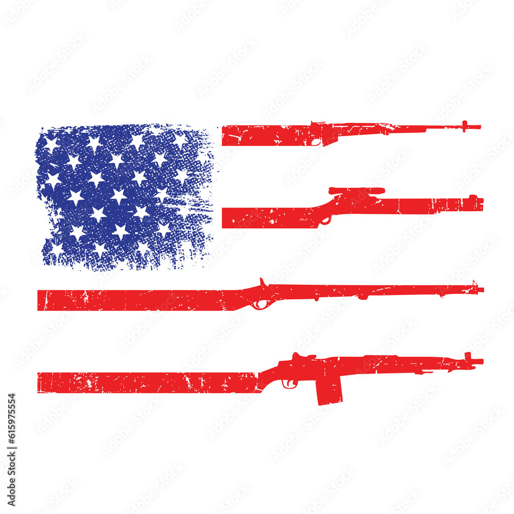 vintage Gun Rifles American Flag design svg graphic Stock Illustration ...